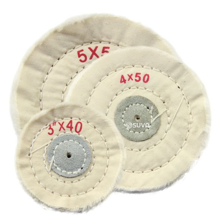 Small Muslin Cotton Buff Wheels for sale at SUVA Lapidary Supply